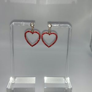 Unknown | Jewelry | Rhinestone Drop Red Heart Earrings | Poshmark